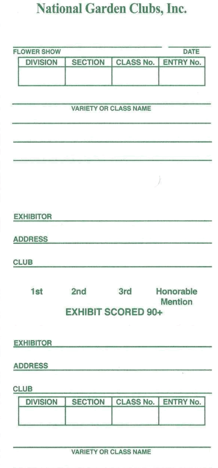 How to fill out a horticultural entry card – Framingham Garden Club